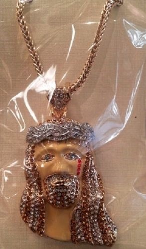 Jesus Piece Multi Color Crystal Rap Style Hip Hop Necklace Pendant ...