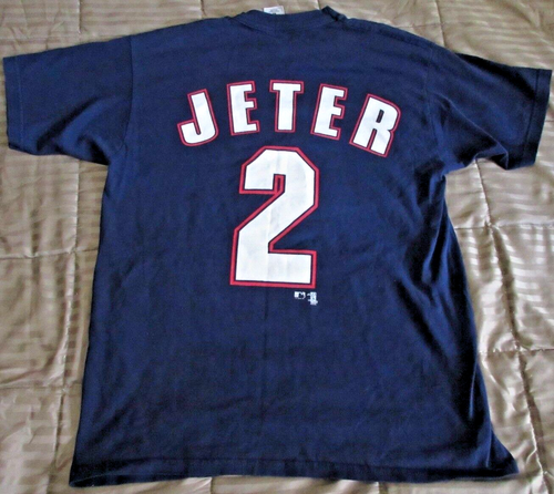 NY Yankees Derek Jeter Blue Tee Shirt Fruit of the Loom Red Outline No ...