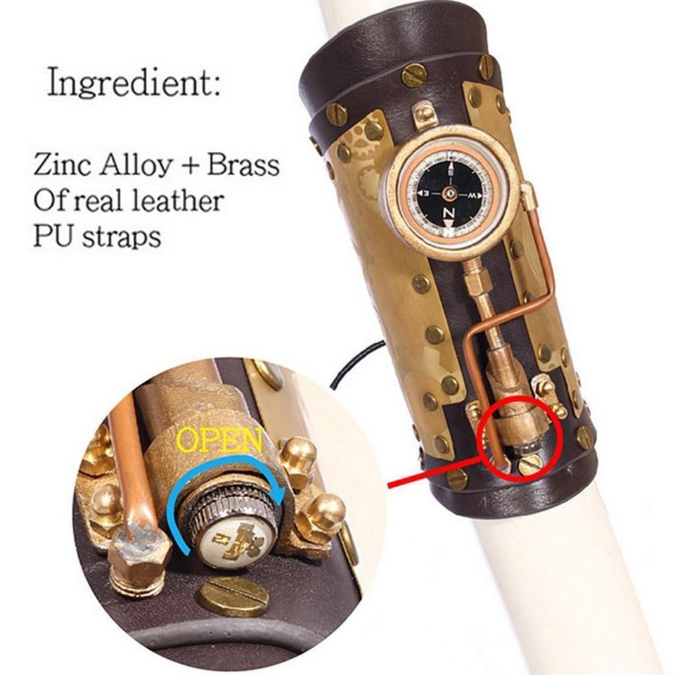 Steampunk Arm Sleeve with Compass Reusable Props Handmade Adult Armor ...