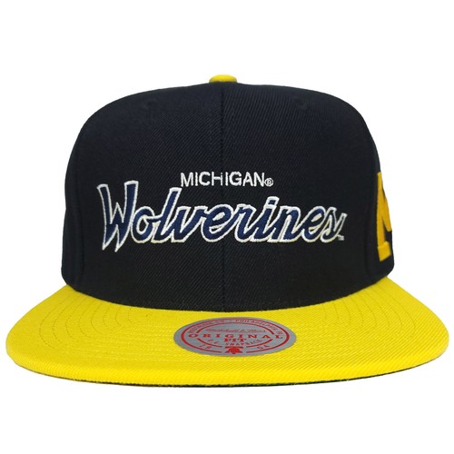 Michigan Wolverines Mitchell & Ness NCAA Snapback Hat Cap Script Logo ...