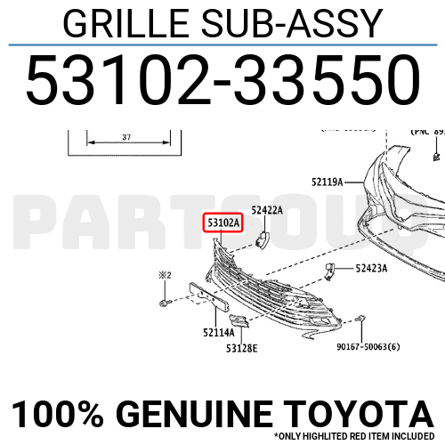 5310233550 Genuine Toyota GRILLE SUB-ASSY 53102-33550 | eBay