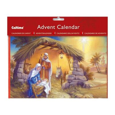 Stable Nativity Caltime Advent Calendar with red envelope 19.5 x 24.5 ...