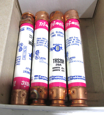 FERRAZ Shawmut TRS20R Tri-Onic Time Delay Fuses 20 Amp 600V Class LOT ...