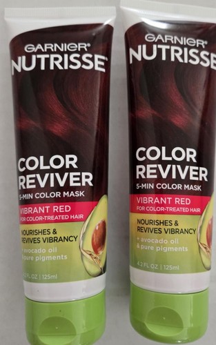 2 Pack Garnier Nutrisse Color Reviver 5 Min Color Mask Vibrant Red 4.2 ...