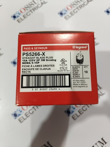 LEGRAND PS5266-X STRAIGHT BLADE PLUG 15A 2POLE 3W 110VAC LOT OF 10PCS ...
