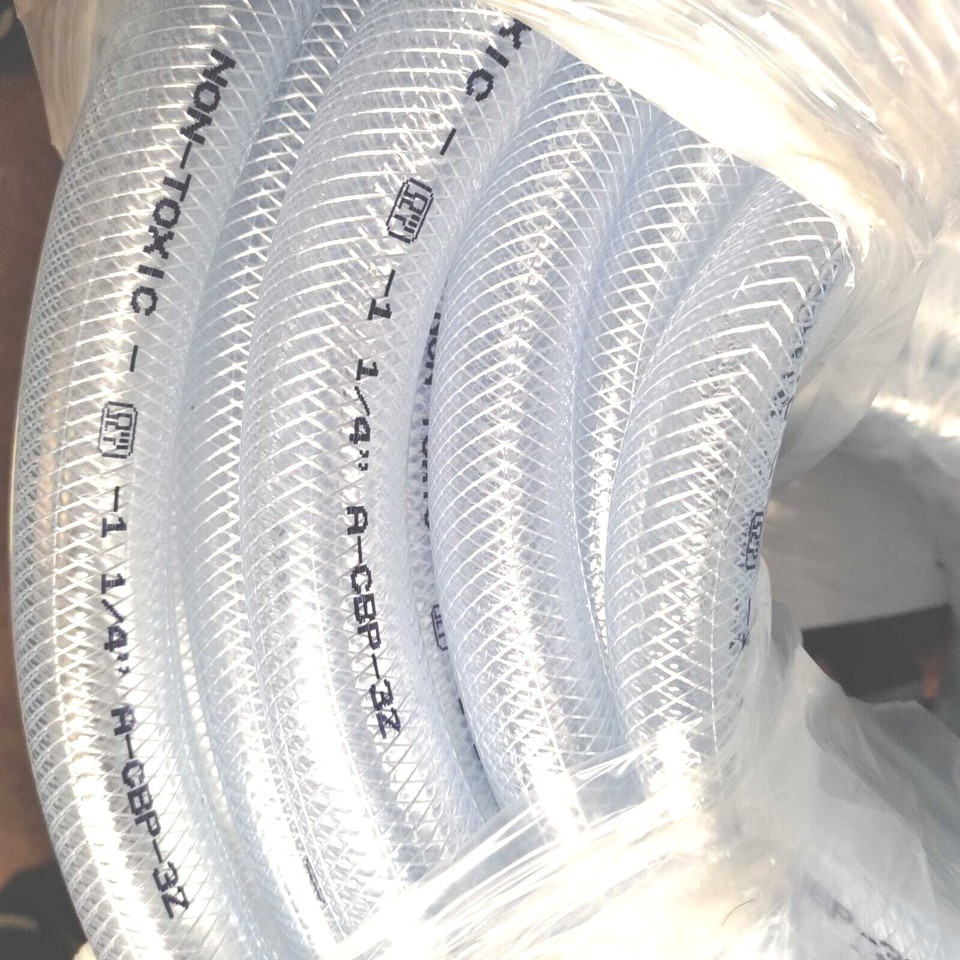PVC Hose 30mm ID, 37mm OD, Clear Flexible Reinforced Braided FOOD OIL ...
