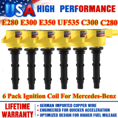 6PACK UF535 Ignition Coil For Mercedes-Benz GLK350 E350 C300 C350 C280 ...