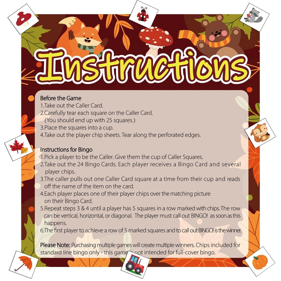 41Pcs Fall Bingo Games for Kids, Halloween Party Games with 25 Players ...