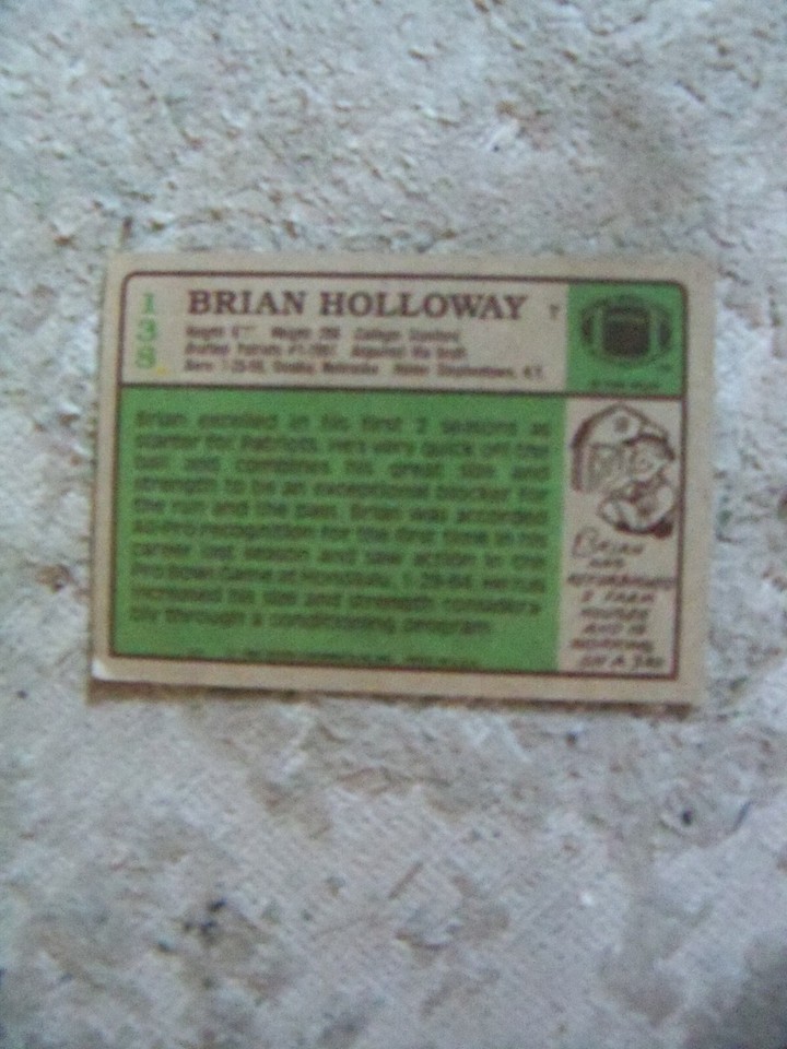 Signed 1984 Topps Football Card #138 Brian Holloway New England ...
