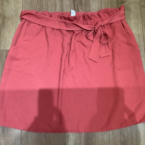 George Rust Brown Short Skirt w/ Gathered Waistband & Tie Belt, sz 22 ...