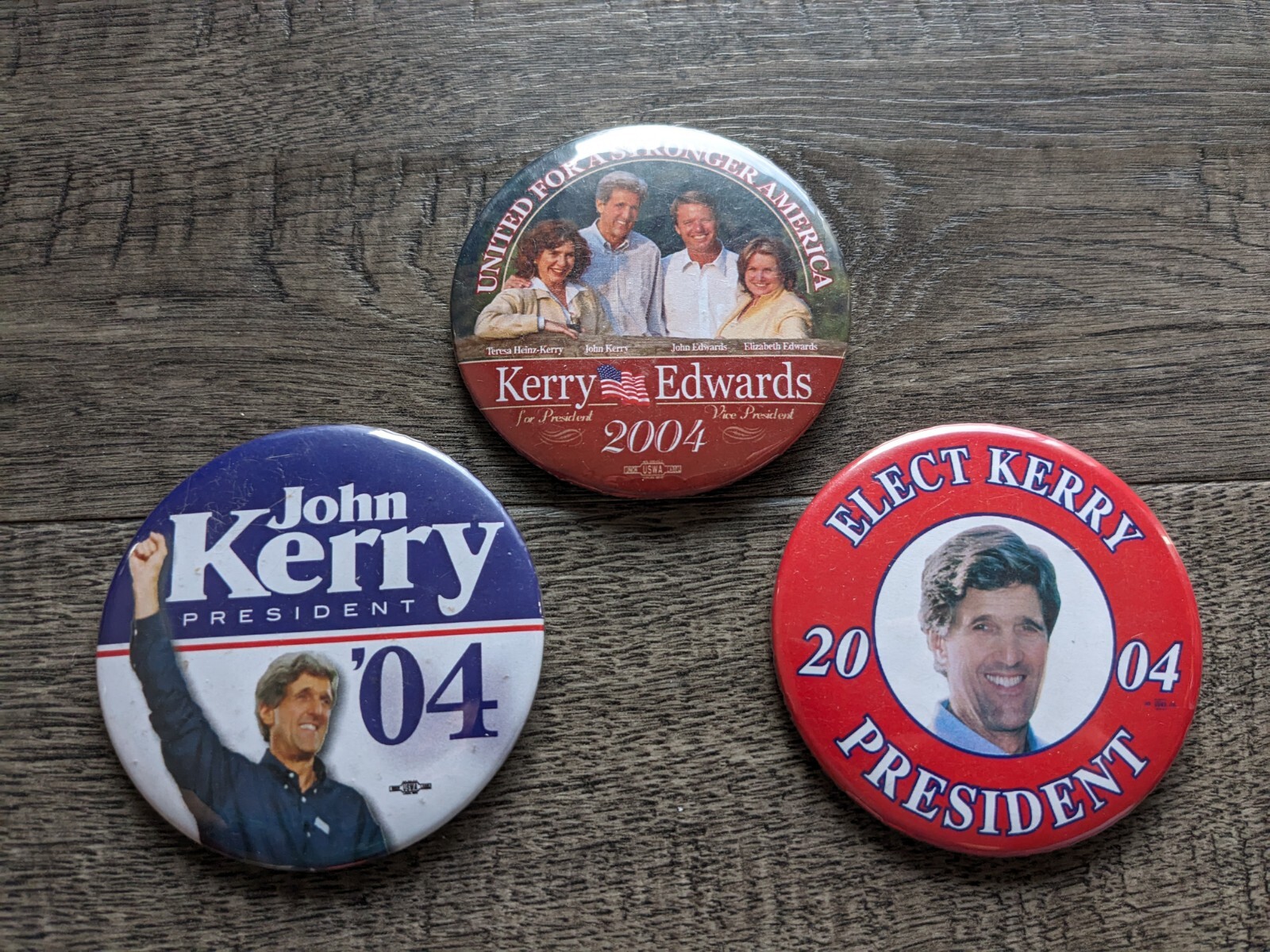 Lot of 3 John Kerry & John Edwards 2004 3" Presidential Campaign ...