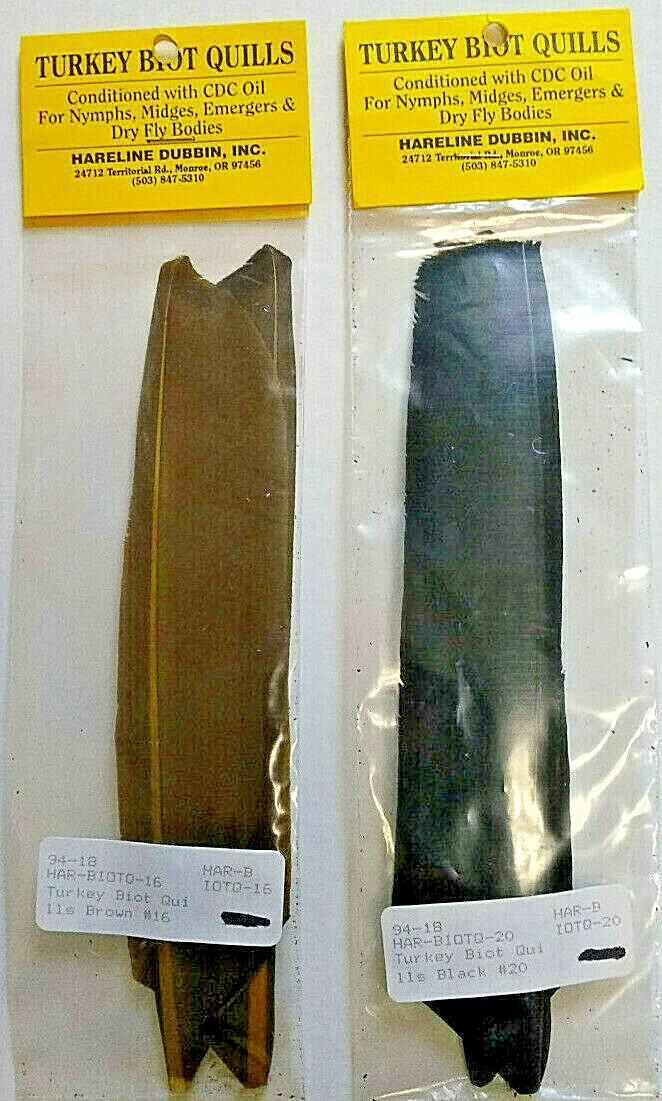 HAIRLINE TURKEY BIOT QUILLS 2 COLORS BROWN OR BLACK FOR FLY TYING | eBay