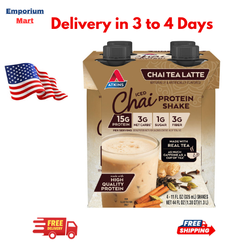 Atkins Iced Protein Shake, Keto Friendly, 15g of Protein, Chai Tea ...