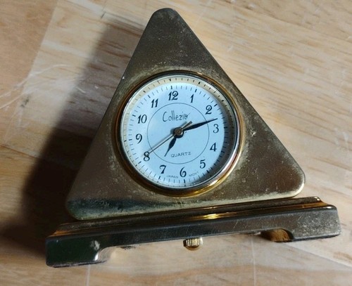 Used Vtg Collezio Triangle Collectible Mini Miniature Quartz Desk Clock ...