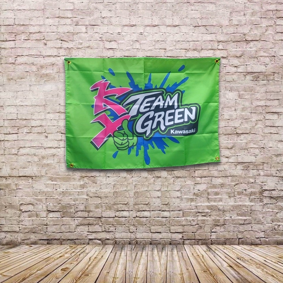 3ft x 5ft Retro Supercross Motocross Team Green Kawasaki KX KDX | eBay