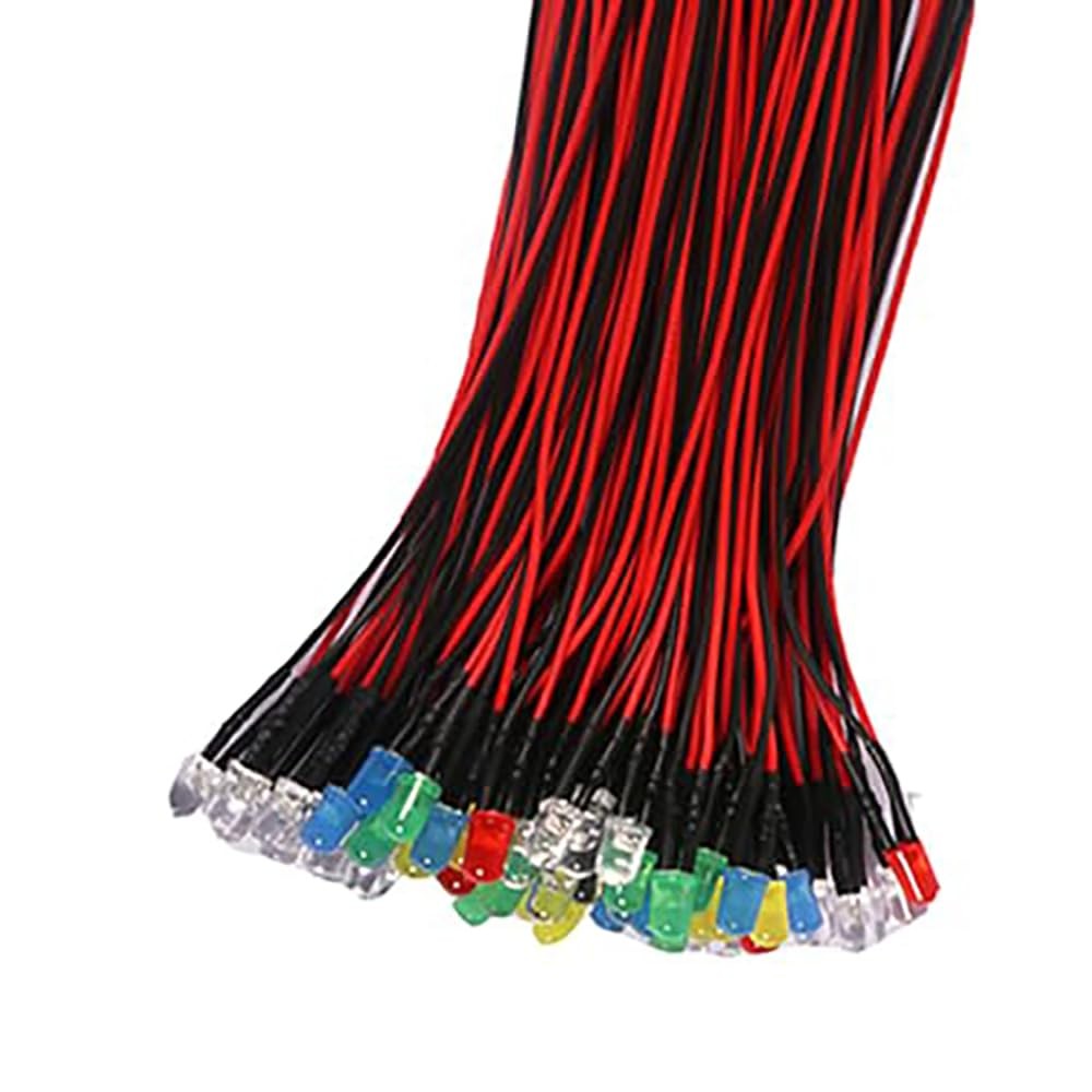 70PCS 7 Colors 12V LED Lights Emitting Diodes 5mm Pre Wired Kit Mini ...