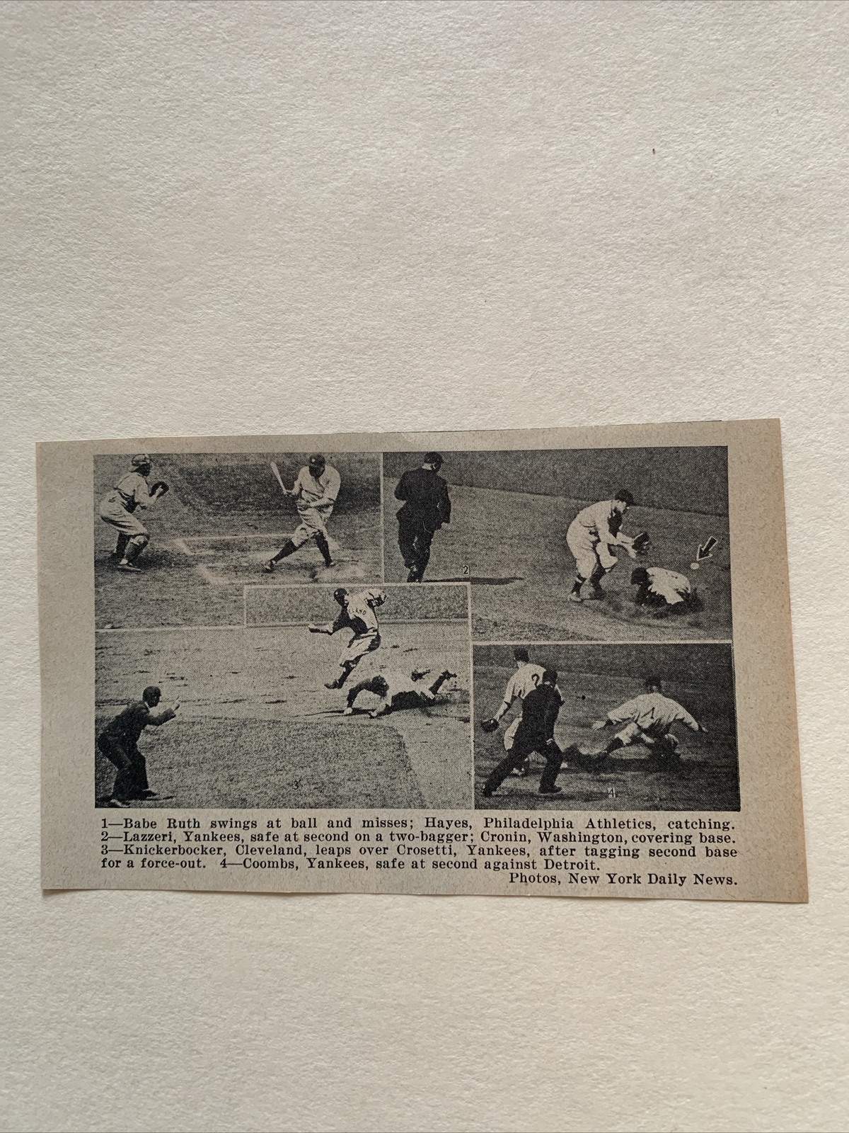 Babe Ruth Earle Combs Tony Lazzeri New York Yankees 1934 Baseball ...