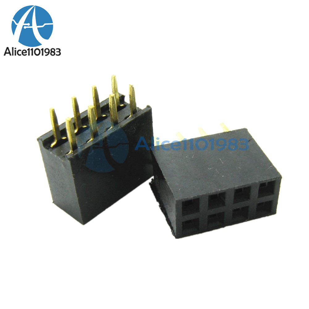 20PCS 2x4 Pin 8P 2.54mm Double Row Female Straight Header Pitch Socket ...
