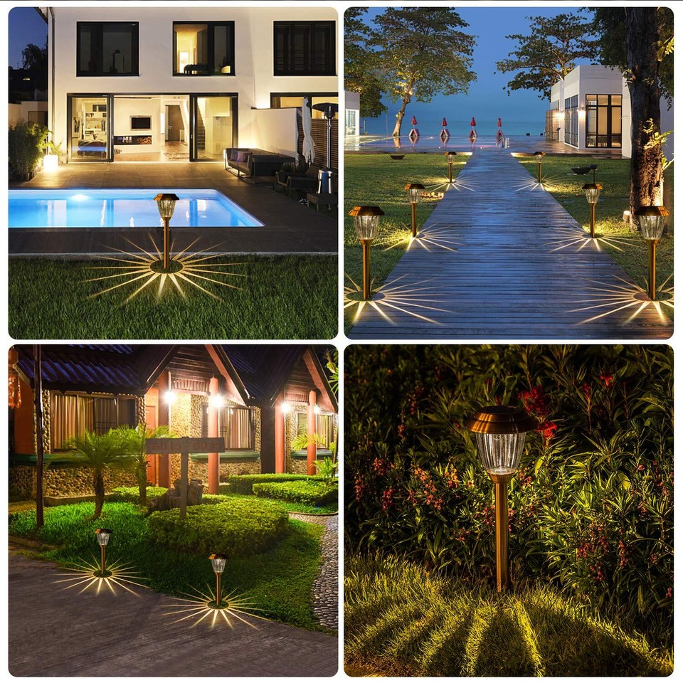 Solar Lights Outdoor Pathway - 8 Pack Copper Garden Walkway Lights ...