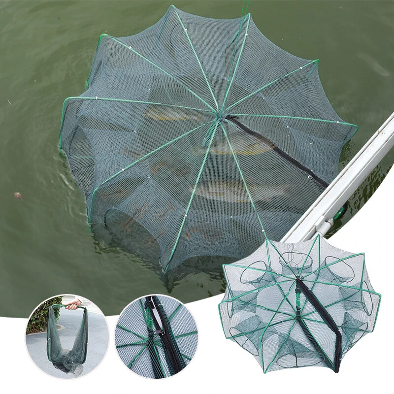 Mesh for Fishing Folding Tackle Cage Net Catcher Crab Shrim Smelt Eels ...