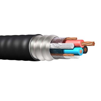 100' 2/3 Type MC-HL Continuously Welded Armor Power Cable Black 600V | eBay