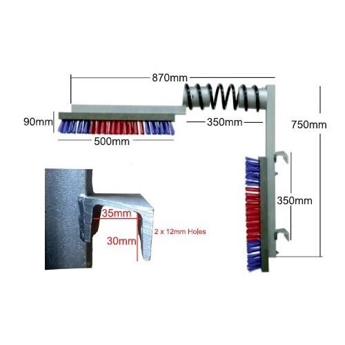 Wall Mounted Cattle Brush Back Side Bristle Heavy Duty 870mm x 750mm ...