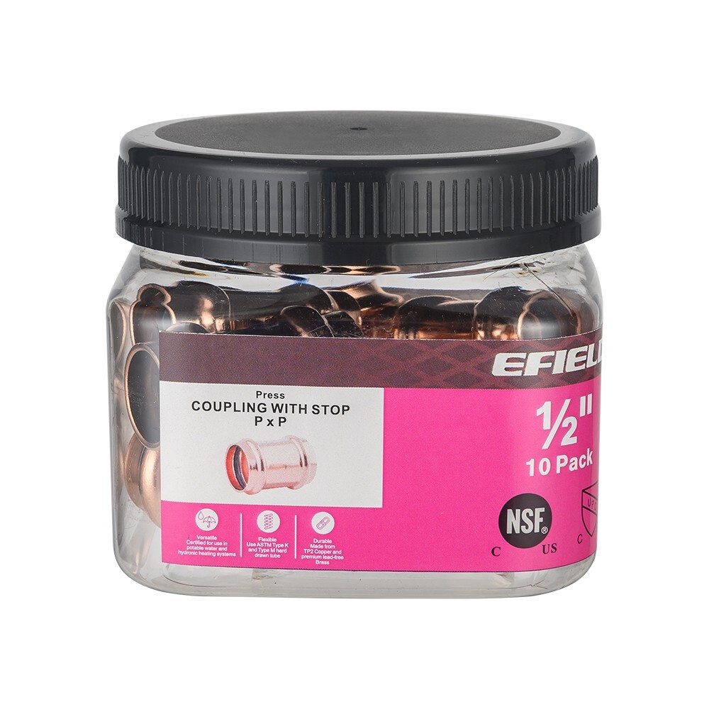 10 PCS EFIELD 1/2 " Press Fit Coupling with Stop, No Lead , Pro Pack | eBay