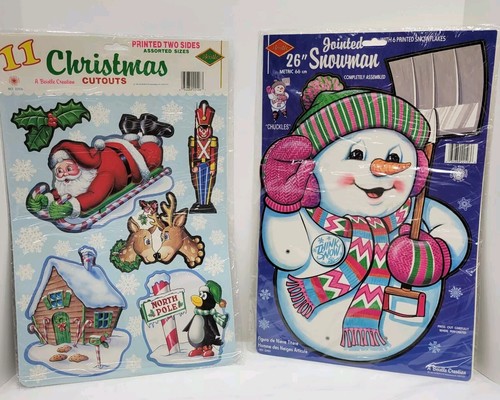 2 New Pkgs Vtg Beistle Christmas Die Cuts 11 Santa etc 2 Sided ...