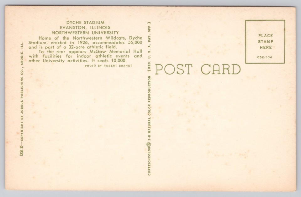 Vintage Dyche Stadium Northwestern University Aerial Postcard Illinois ...