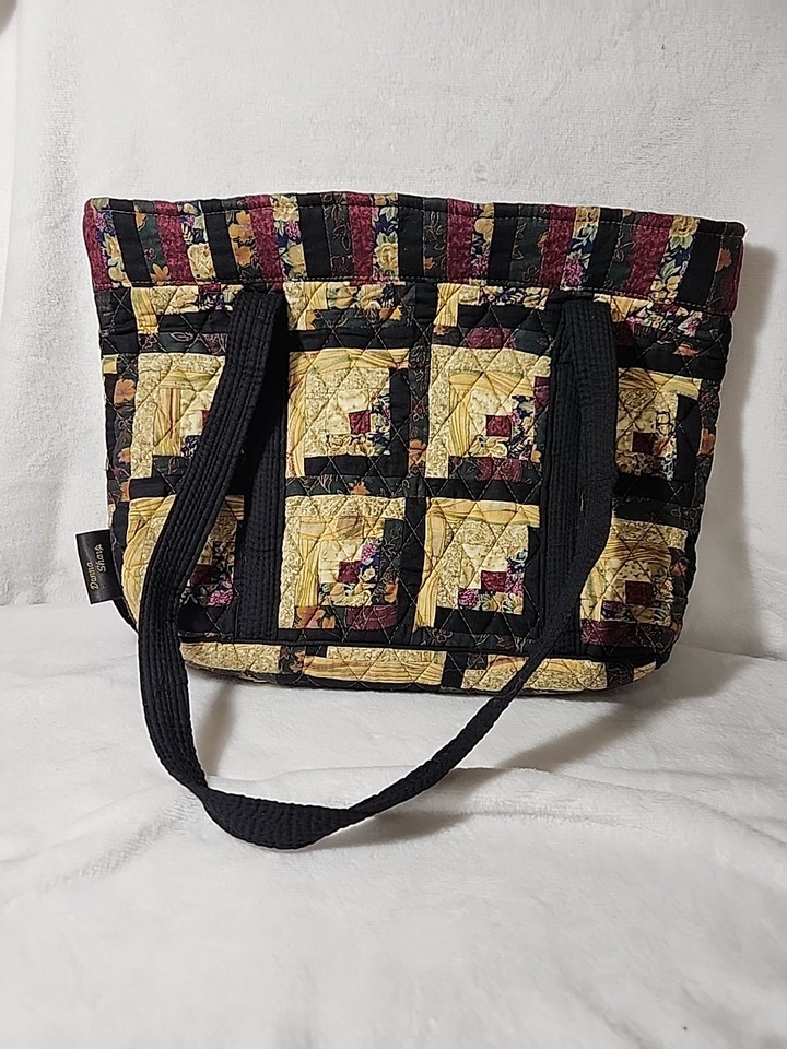 Donna Sharp Quilted Purse Brown Shoulder Bag Pockets Cottage Beach ...