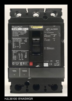 Square D HJL36100 Molded Case Circuit Breaker ~ 100 Amp - Tested/1Yr ...