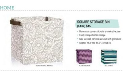 Thirty One Square Storage Bin in Taupe Playful Parade | eBay