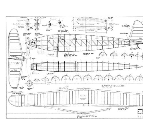 1941 English Wakefield Rubber Power 47" Model Airplane Printed Plans ...