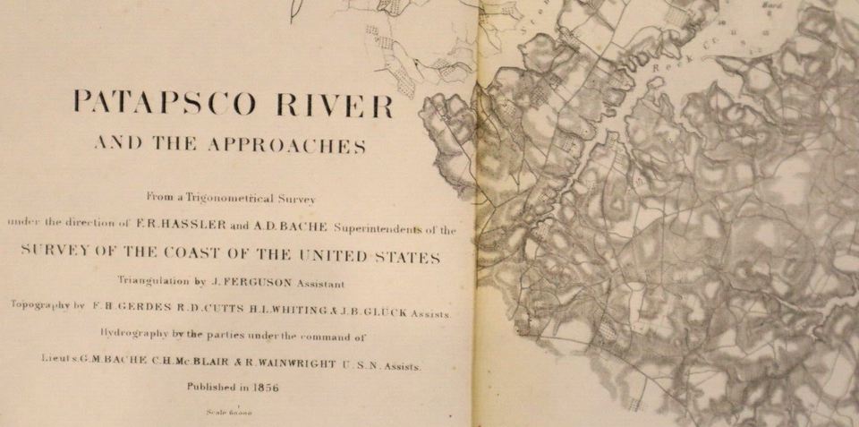 1856 Nautical Chart ~ PATAPSCO RIVER & THE APPROACHES - MARYLAND (21x29 ...