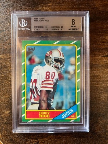 1986 Topps Graded #161 Jerry Rice Football Rookie Card. Beckett 8 NM-MT ...