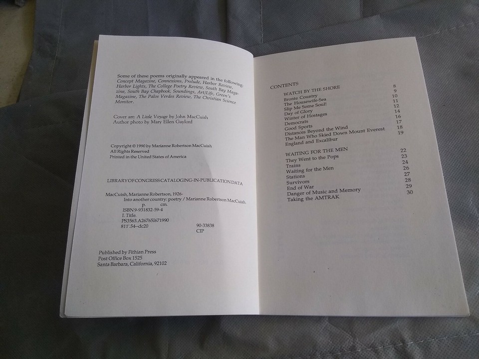 Into Another Country Poems by Marianne MacCuish Signed Poetry Santa ...