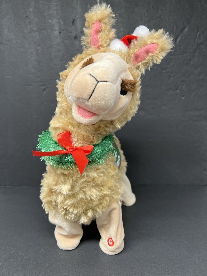 GEMMY CHRISTMAS PLUSH FA LA LA LLAMA Animated Singing Dancing w Santa ...