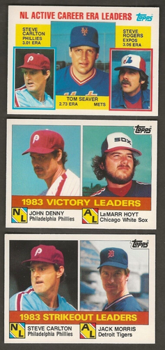 1984 Topps Tiffany Leader Cards #135, 136, 708, Seaver, Carlton, Morris ...