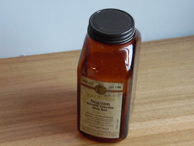 Vintage E.R. Squibb Raudixin whole root 100 Mg. amber glass medicine ...
