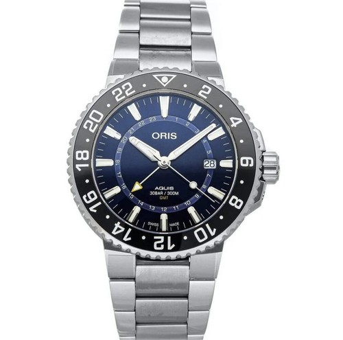 Oris Aquis GMT Date 43.5mm Men's Watch – Stainless Steel, Blue Dial ...