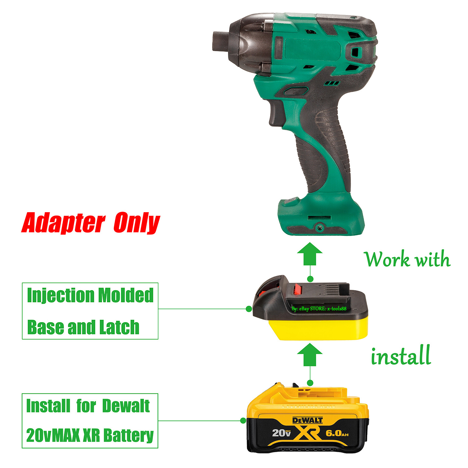 Adapter Convert for Masterforce BOOST 20v Tool to DeWalt 20v MAX Li-lon ...
