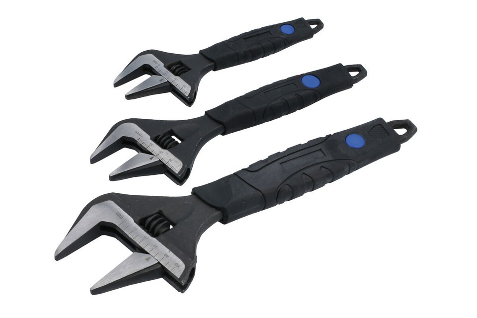 Set Extra Wide Adjustable Wrenches SPANNERS 32-55mm Jaw Capacity Set ...