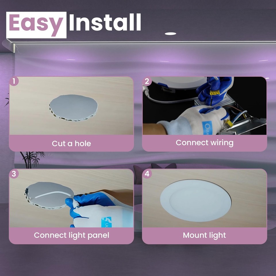 LED Recessed Lighting 6 Inch – 96 LED 5CCT 2700K–6500K Canless Wafer ...