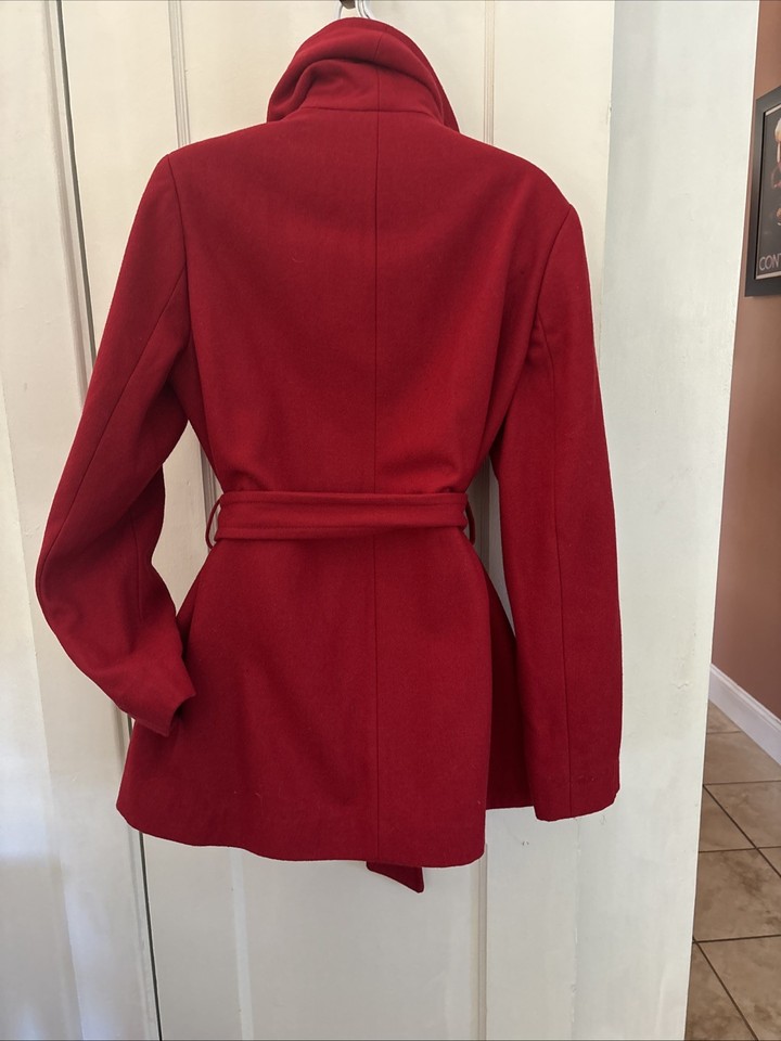 Luscious Women’s VTG CHERRY RED Wool BELTED COAT Collezione -L 8-10 Mid ...