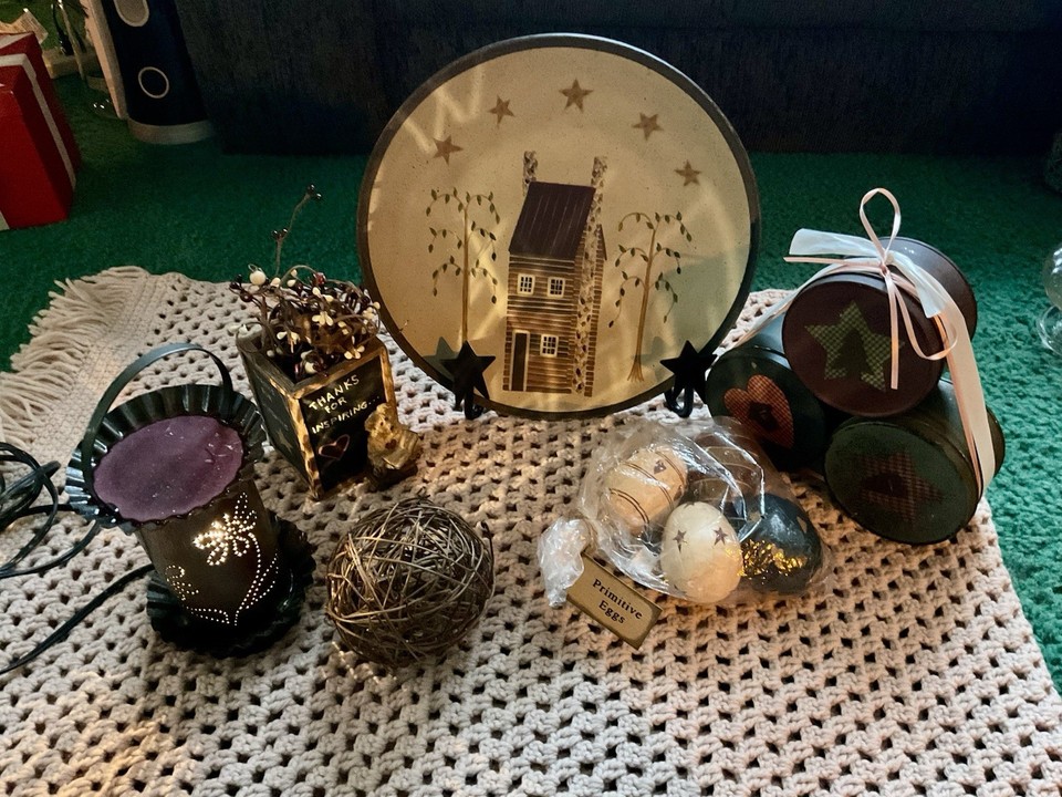 Primitive Home Decor Lot! Blanket not included. Great items! | eBay