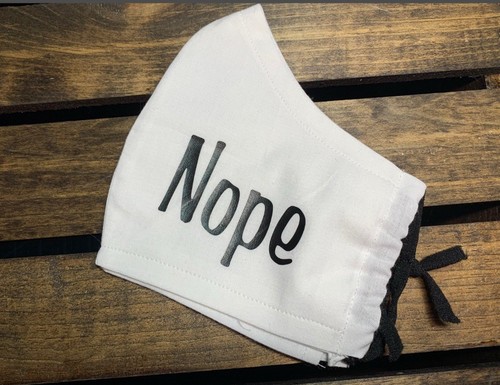 Humorous funny face masks "Nope" soft cotton elastic ear loops handmade ...