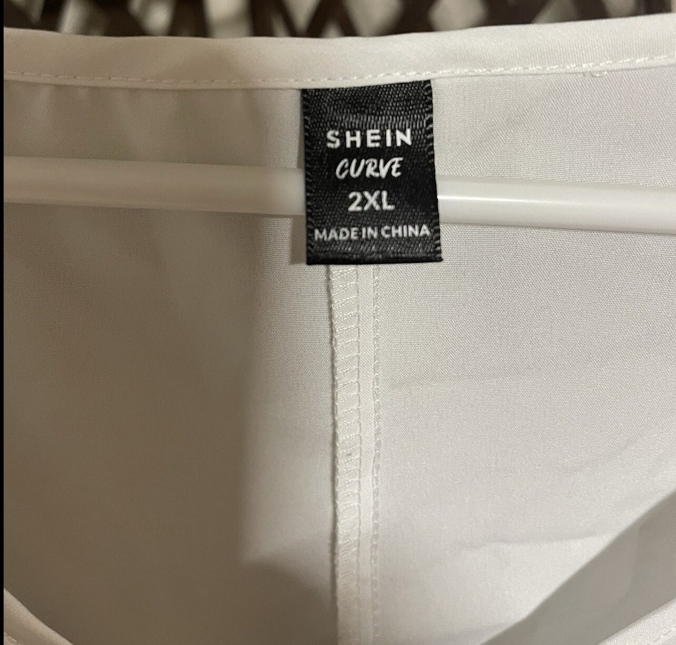 Women’s Shein Blouse White/Black/Animal Ruffle Sleeves 2XL | eBay