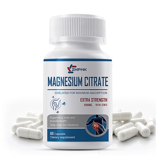 Magnesium Citrate 60 Capsules-Support Bones & Nerves Health Clear ...