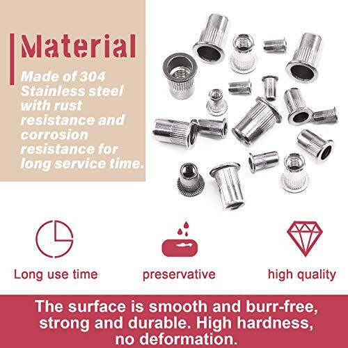 SAE Stainless Steel Rivet Nuts Threaded Insert Rivnuts (Assortment Kit ...