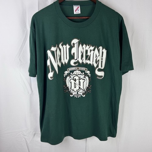 Vintage New Jersey Garden State Green XL T Shirt Single Stitch Jerzees ...
